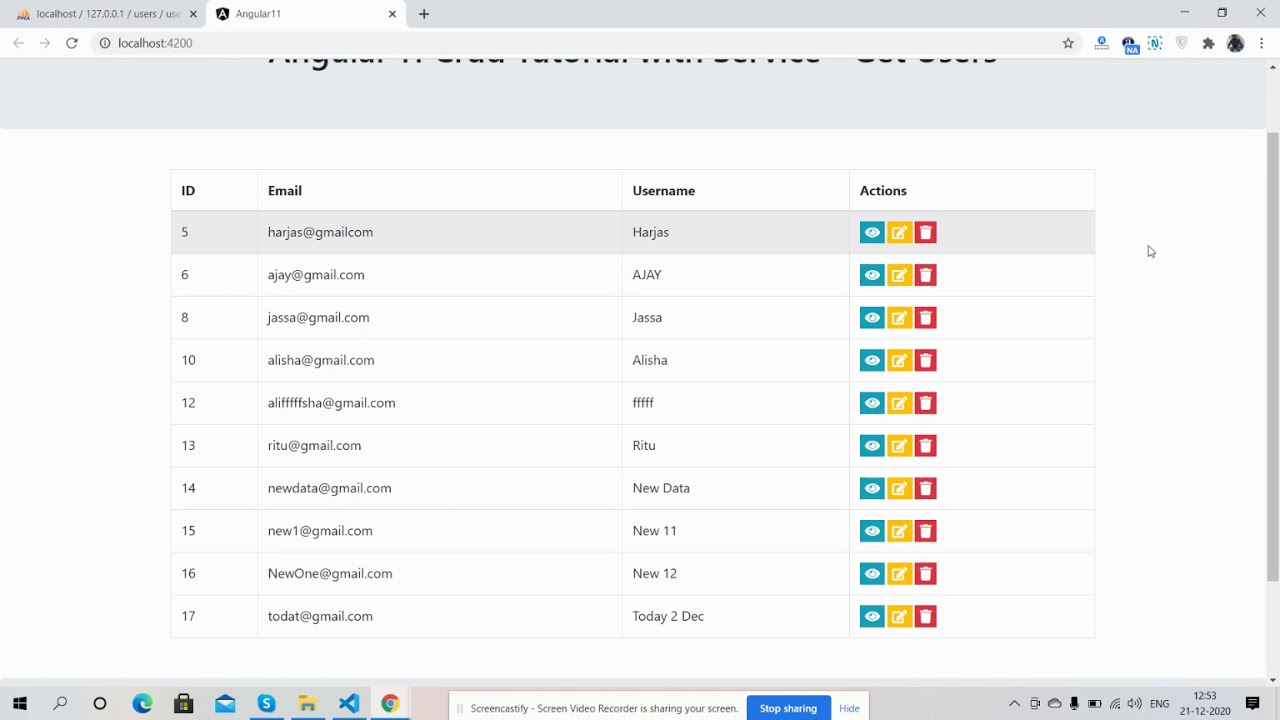 Angular 11 Crud Tutorial with Service - Get User Details