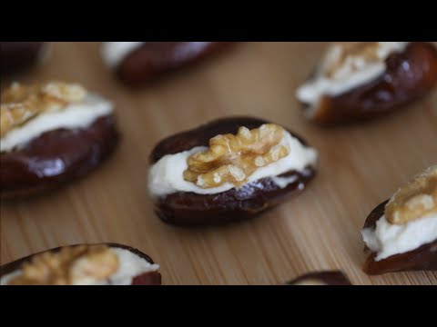 Cream Cheese Stuffed Dates With Walnuts | Easy Vegan Snacks