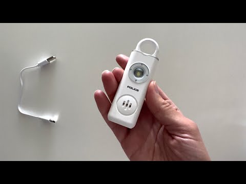 POLICE Personal Safety Alarm Keychain for Women & Men With LED Flashlight Rechargeable - White