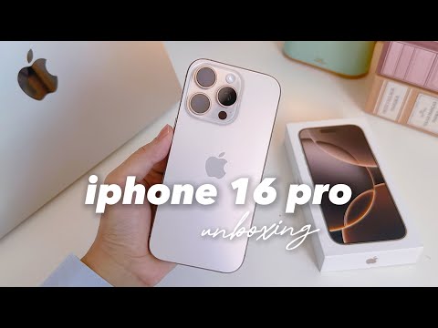 iPhone 16 Pro unboxing (desert titanium) + accessories 🤎 setup & comparison to iPhone14 pro