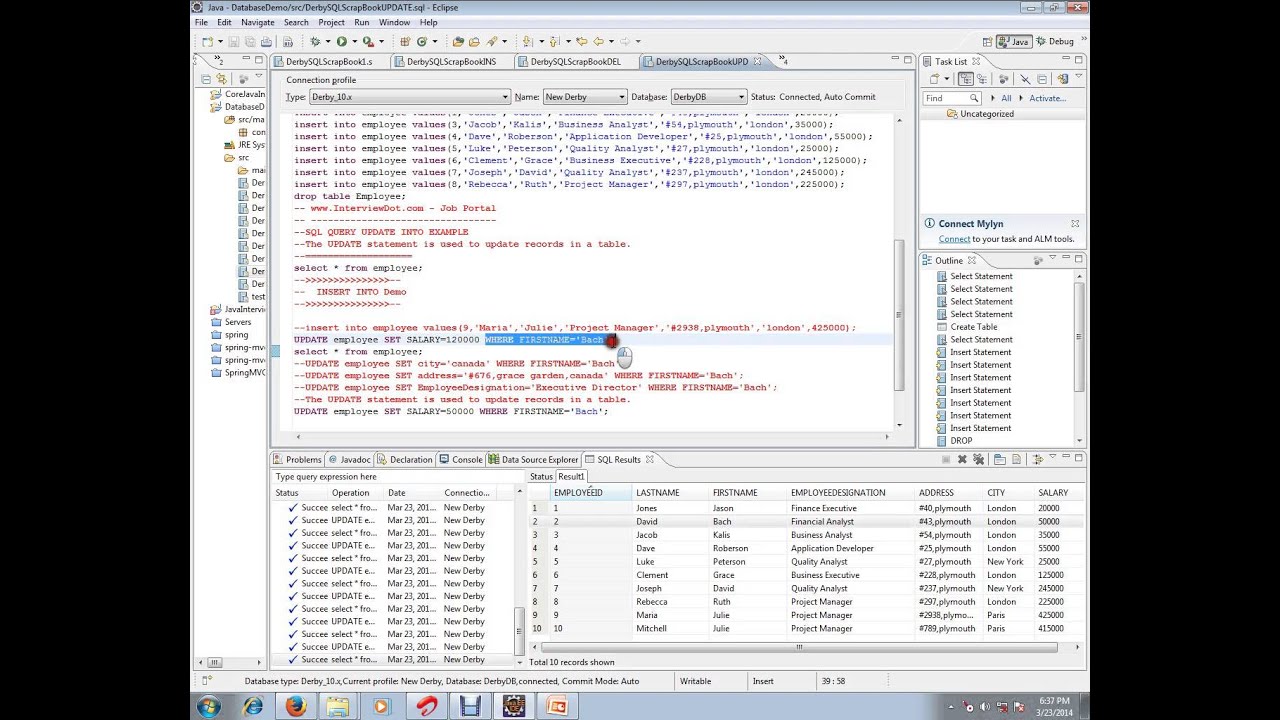SQL QUERY UPDATE SET DEMO
