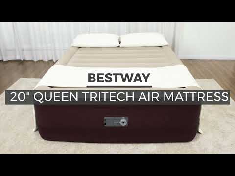 Bestway Maroon 20 inch Queen Air Mattress with Built-in Pump and Antimicrobial Coating