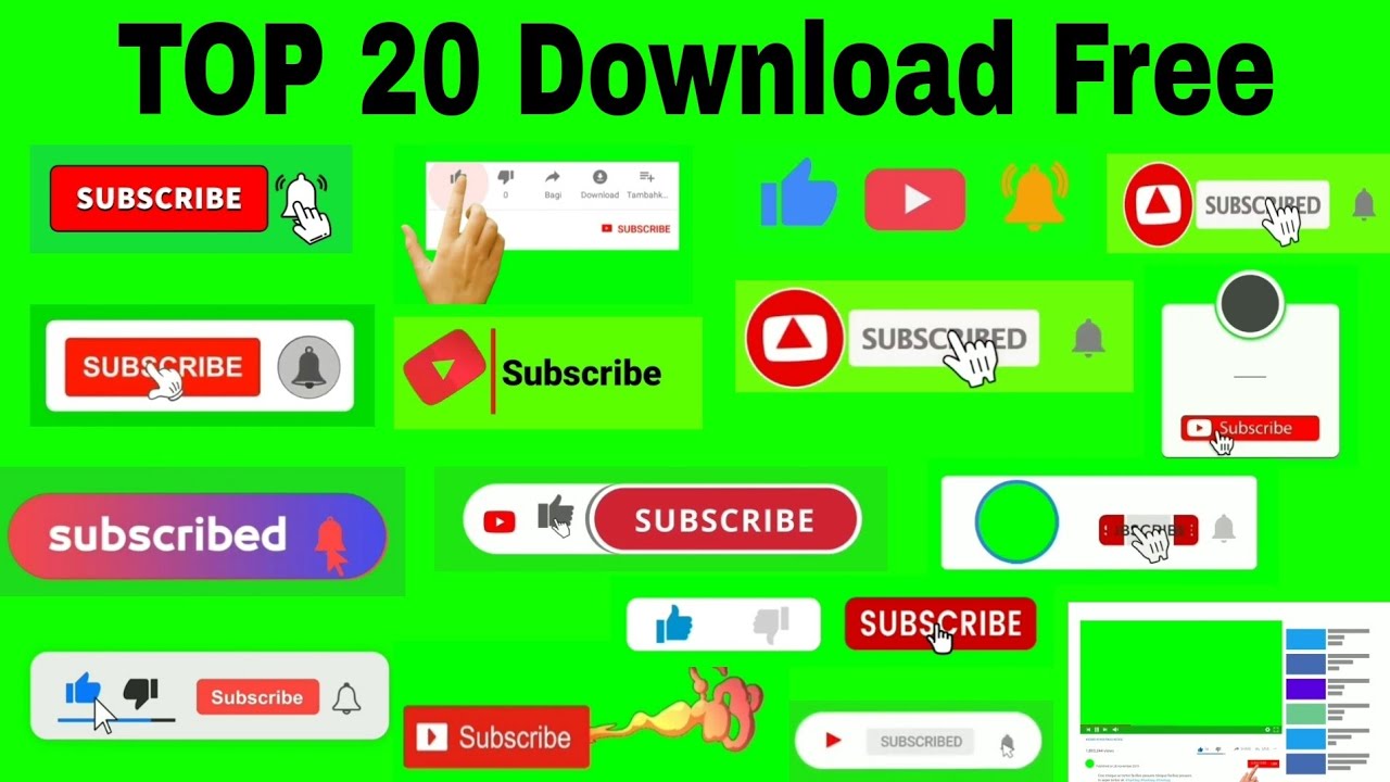 Top 20 Green Screen Animated Subscribe Button No Copyright Free Without Watermark Download in 2022