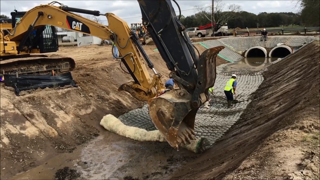 Channel and Slide Slopes Stabilization with Flexamat Erosion Control Concrete Blocks