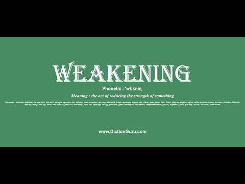 weakening: Pronounce weakening with Phonetic, Synonyms and Examples
