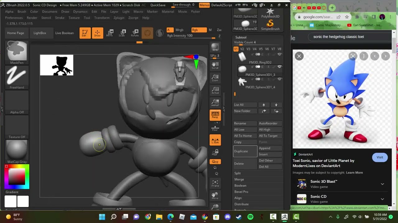 Sonic CD Model [Zbrush Timelapse]