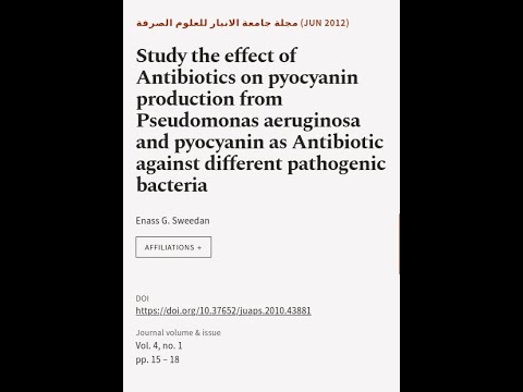 Study the effect of Antibiotics on pyocyanin production from Pseudomonas aeruginosa a... | RTCL.TV