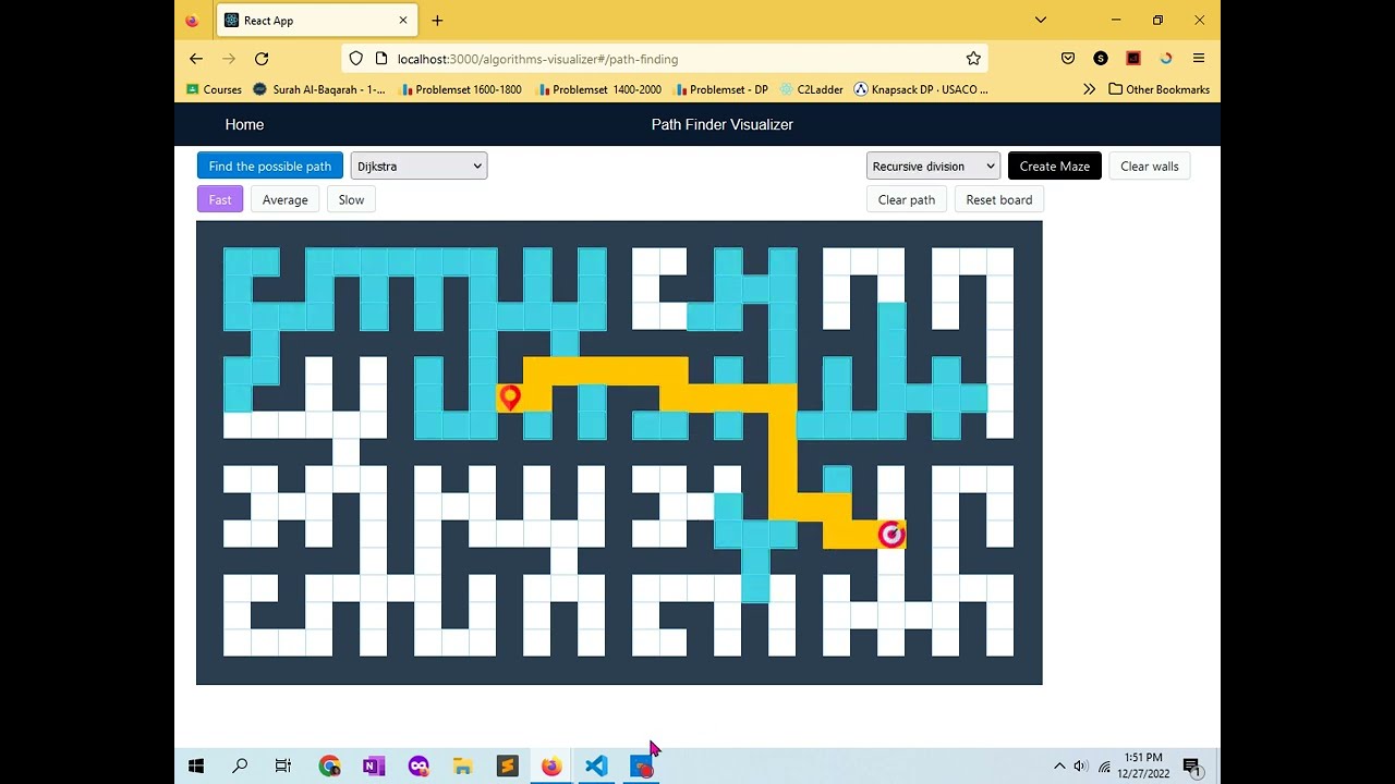 Path Finding Visualizer Project in React JS