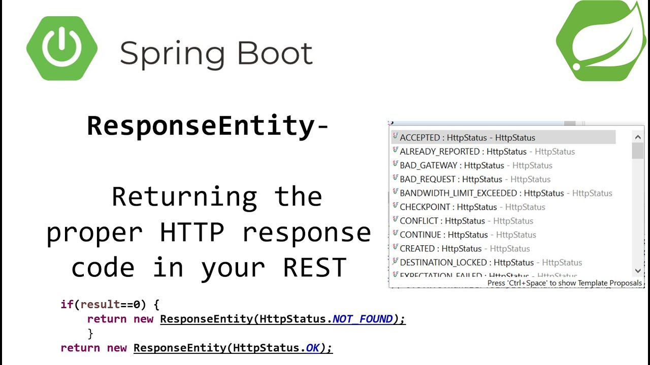 Springboot – Returning HTTP response code based on ResponseEntity