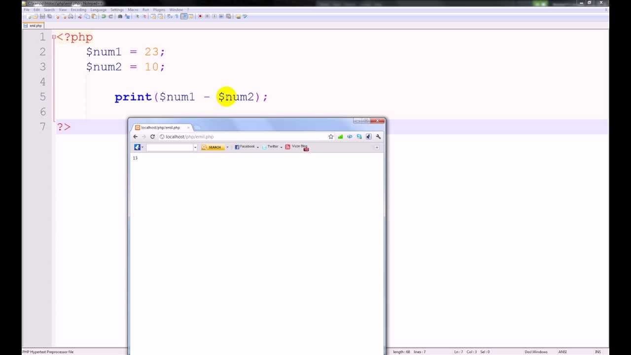 PHP Tutorial - 3 - Variables and Basic math functions