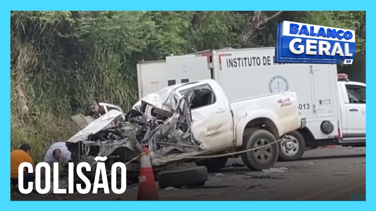 Caminhonete colide com caminhão e ônibus na estrada