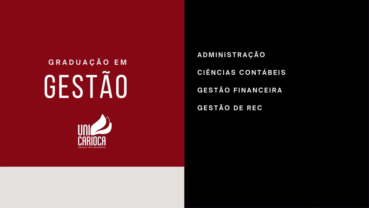 Graduação em Gestão na UniCarioca - Vestibular 2025 - Inscrições abertas