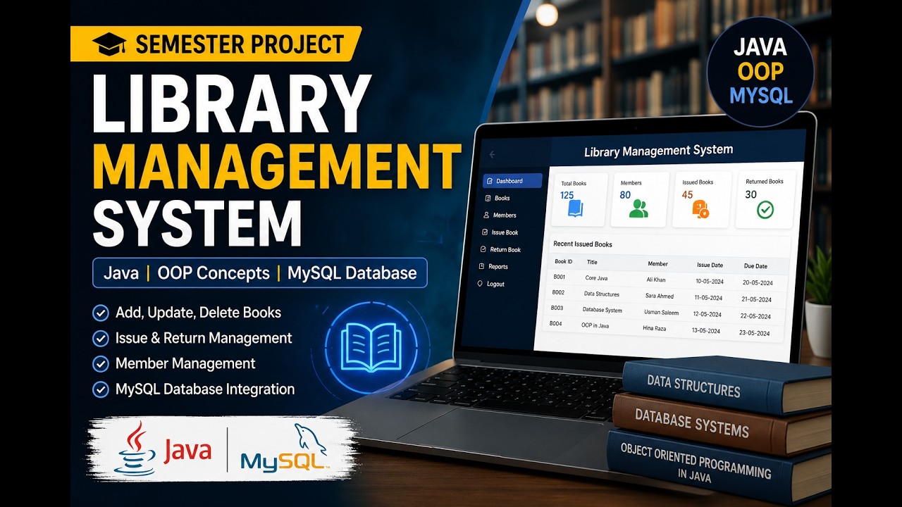 Library Management System using Java and MySQL | OOP Semester Project