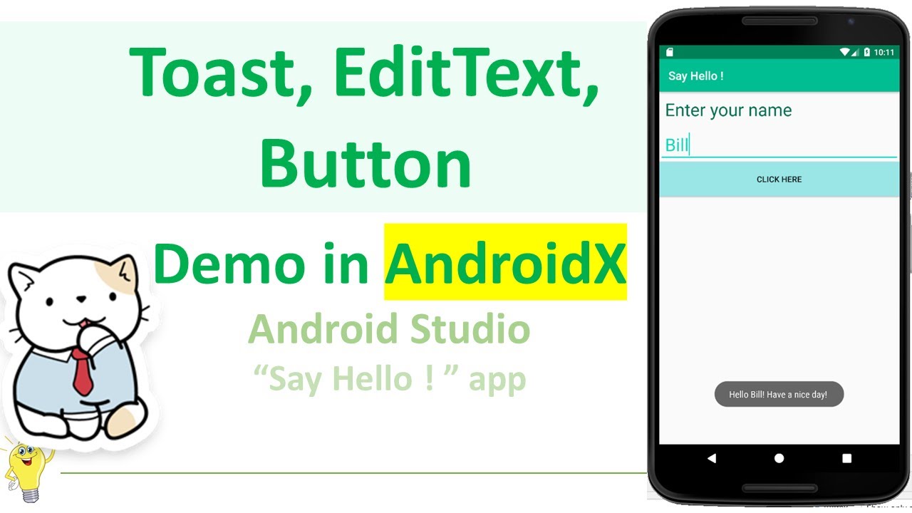Toast EditText Button Demo for Beginner | AndroidX | Android Studio