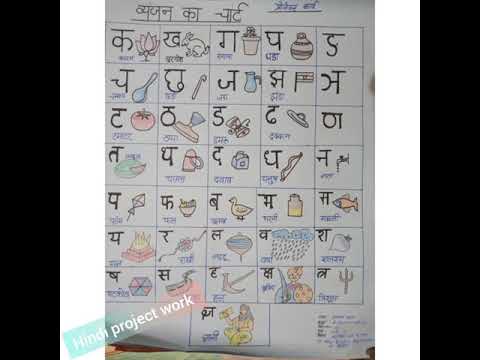 school Projects hindi varnmala handmade chart and 5 fruits name chart