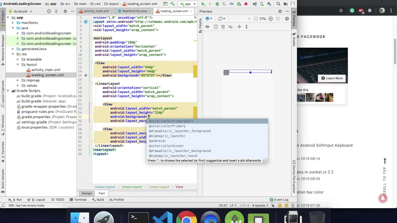 Show progress load using shimmer effect android animation
