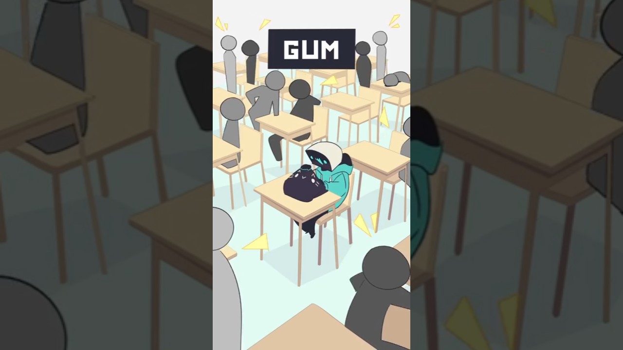 opening a pack of gum in class