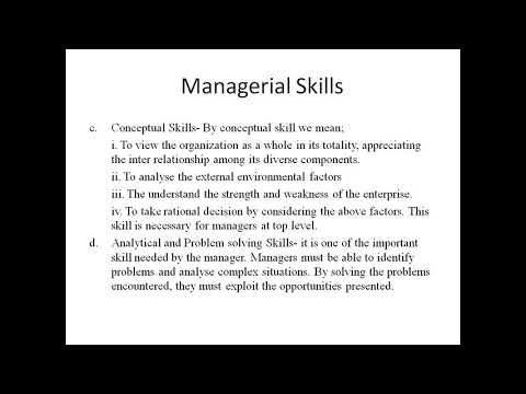 Managerial Skills and Personal Characteristics needed in managers