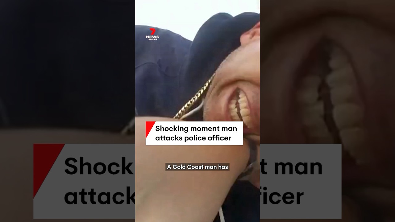 Shocking moment man attacks police officer