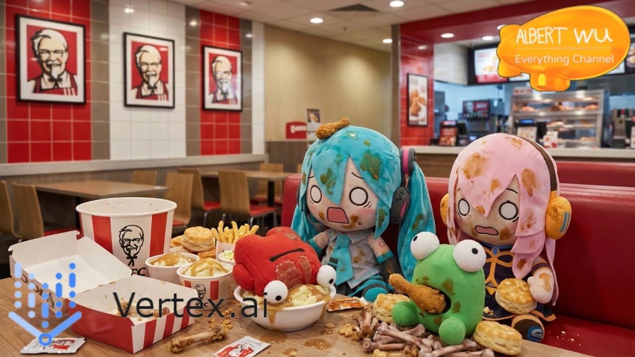 Funny Talking Carl & Gugl: KFC restaurant (Vertex AI Studio test)