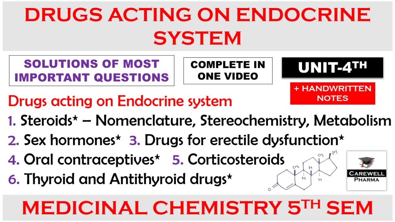 Solution Unit 4 || Drugs acting on Endocrine System (complete) || Medicinal chemistry 5th semester