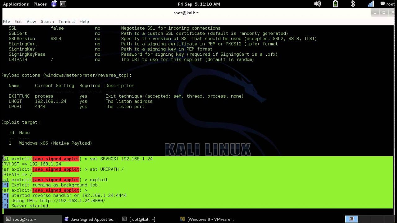 Kali Linux - Java Signed Applet