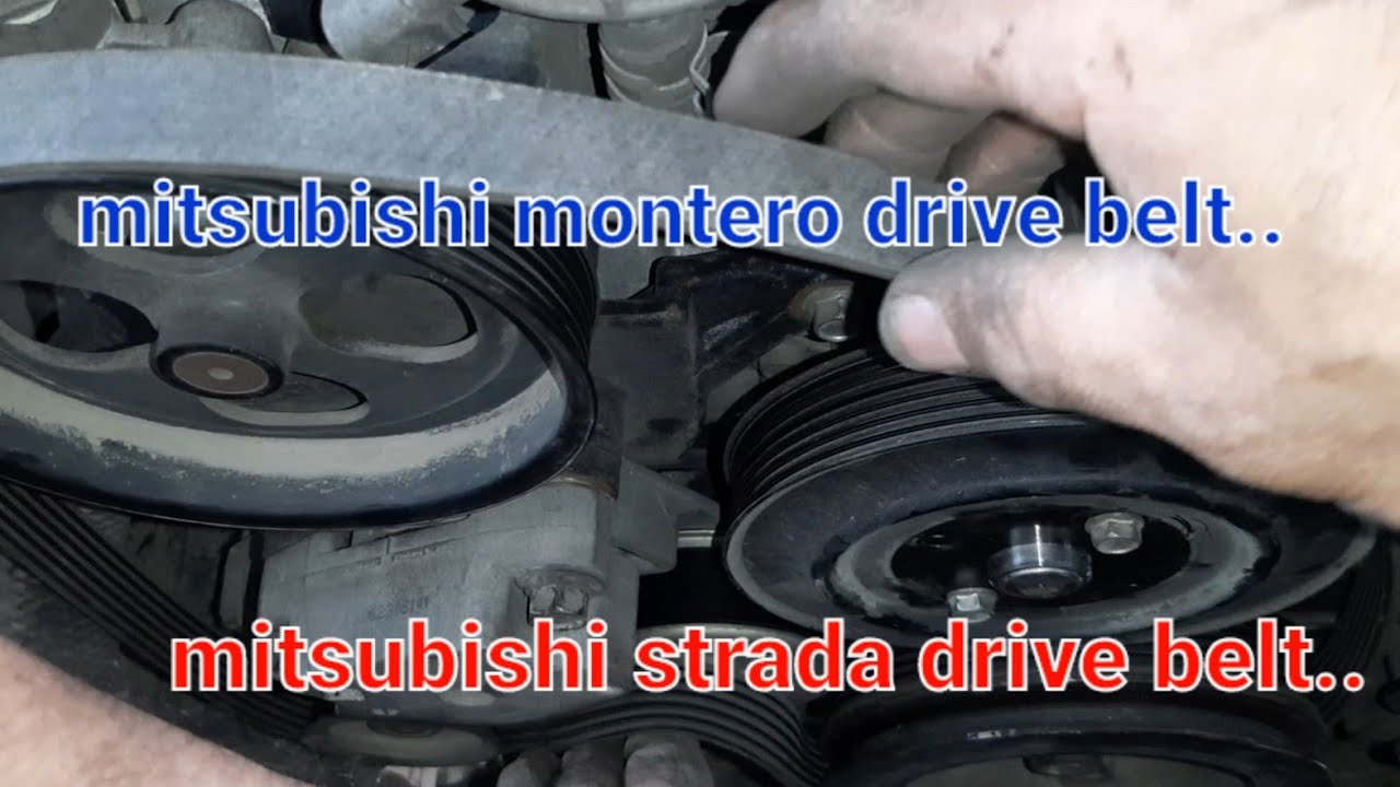 mitsubishi montero/strada drive belt fanbelt installation.