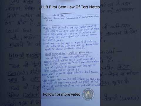 Law Of Tort ,Meaning, Definition In Hindi | LLB First Sem #legallearning #legaleducation #lawoftort