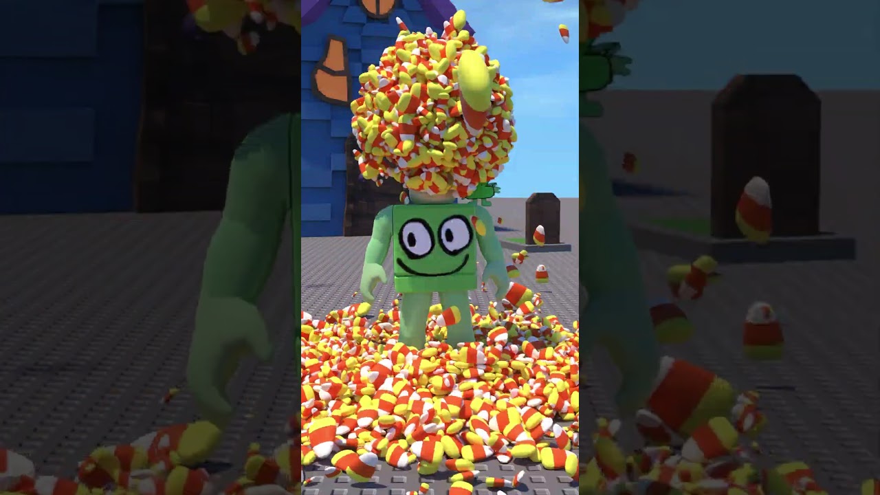raining PUMPKINS, CANDY CORN and BATS in roblox #shorts