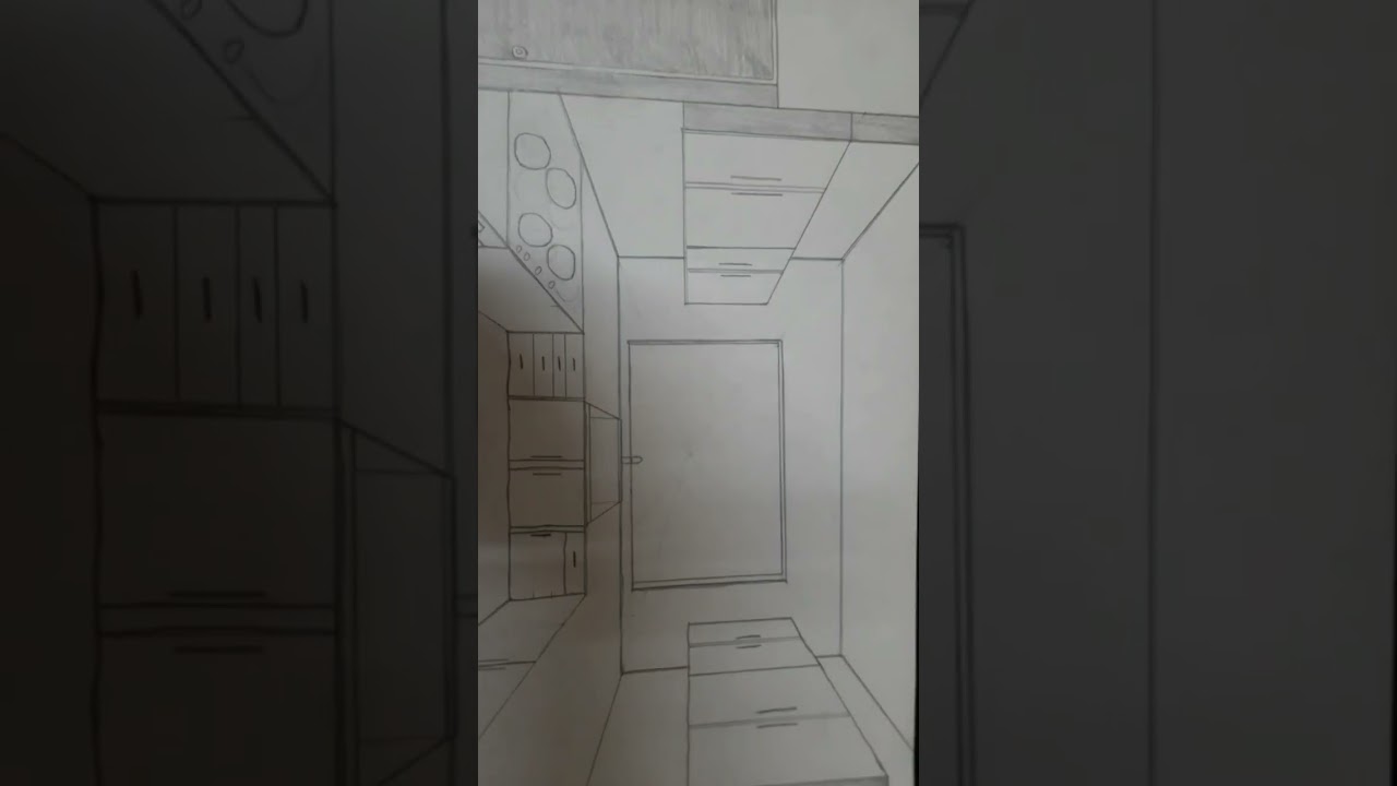 1 eye perspective kichen #oneeye #perspective  #kichen #shorts #art #drawing #3d #illusion #sketch
