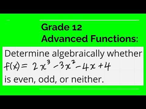 Determine algebraically whether f(x)=2x^3-3x^2-4x+4 is even, odd, or neither.