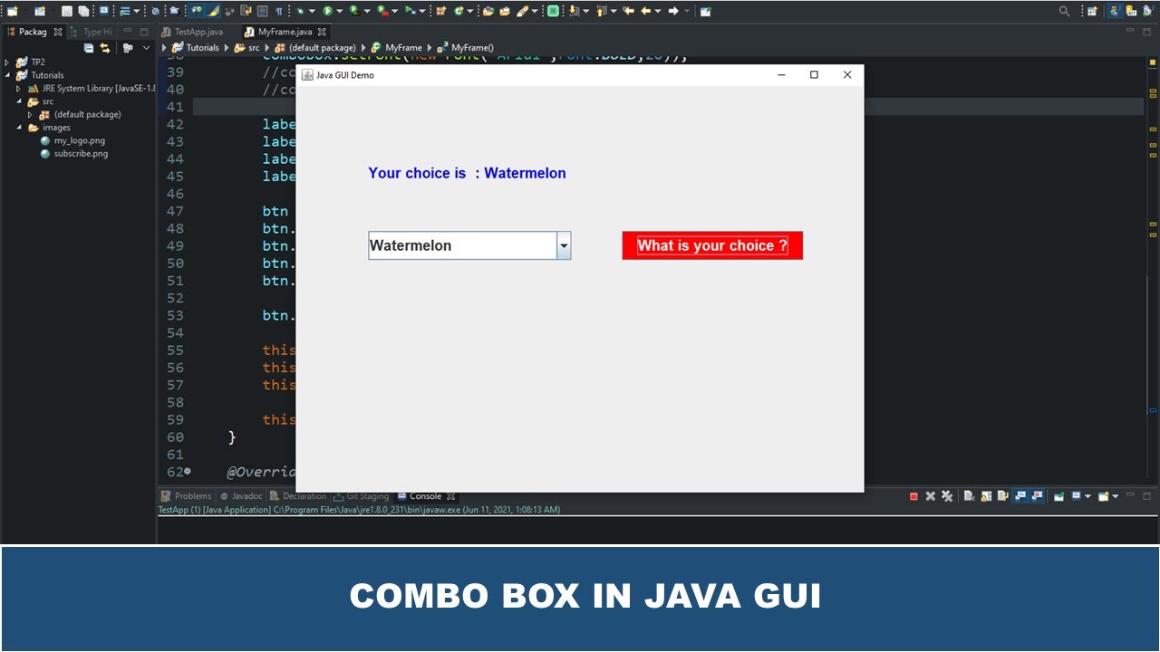 Java GUI Tutorial #43 - Creating A Combo Box In Java GUI Using JComboBox Class
