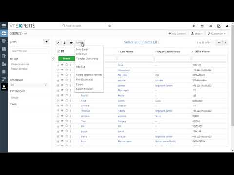 VTiger 7 Extension: List Export to XLS (Excel)