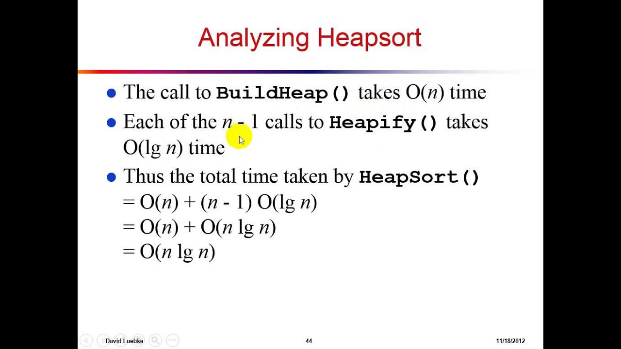 Analysis or Algorithms -- Series 1: (7) Heapsort