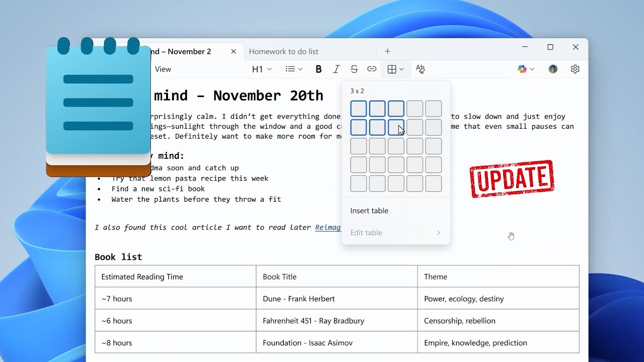 Windows 11 Notepad Just Got TABLE SUPPORT! (How to)