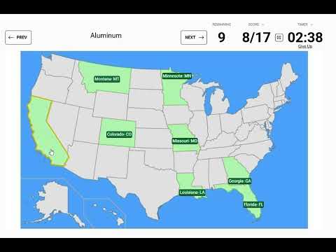 Identifying US states from postal codes from chemical element symbols #geographyquiz #sporcle