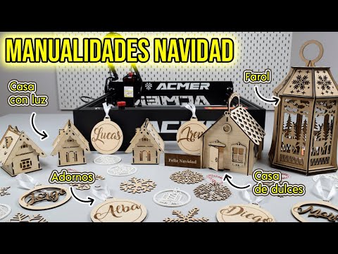 7 MANUALIDADES para NAVIDAD para disfrutar con tu máquina de CORTE Y GRABADO LÁSER ACMER P1
