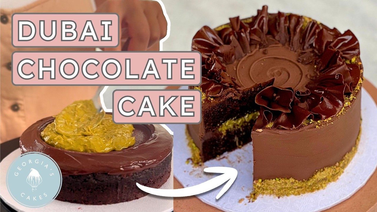 I turned the Viral Dubai Chocolate Bar into a CAKE! | Georgia's Cakes
