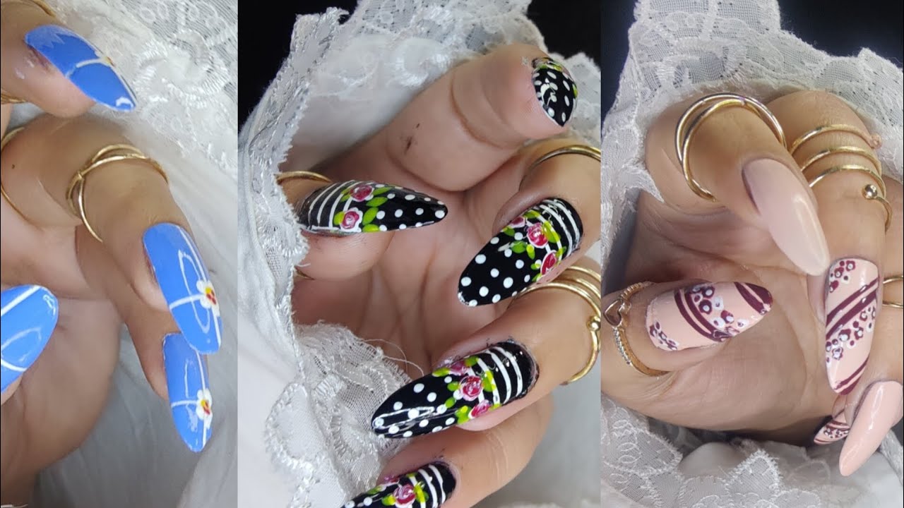Floral nail art |Easy floral nail art designs with stripping tape | trendy floral nail art 