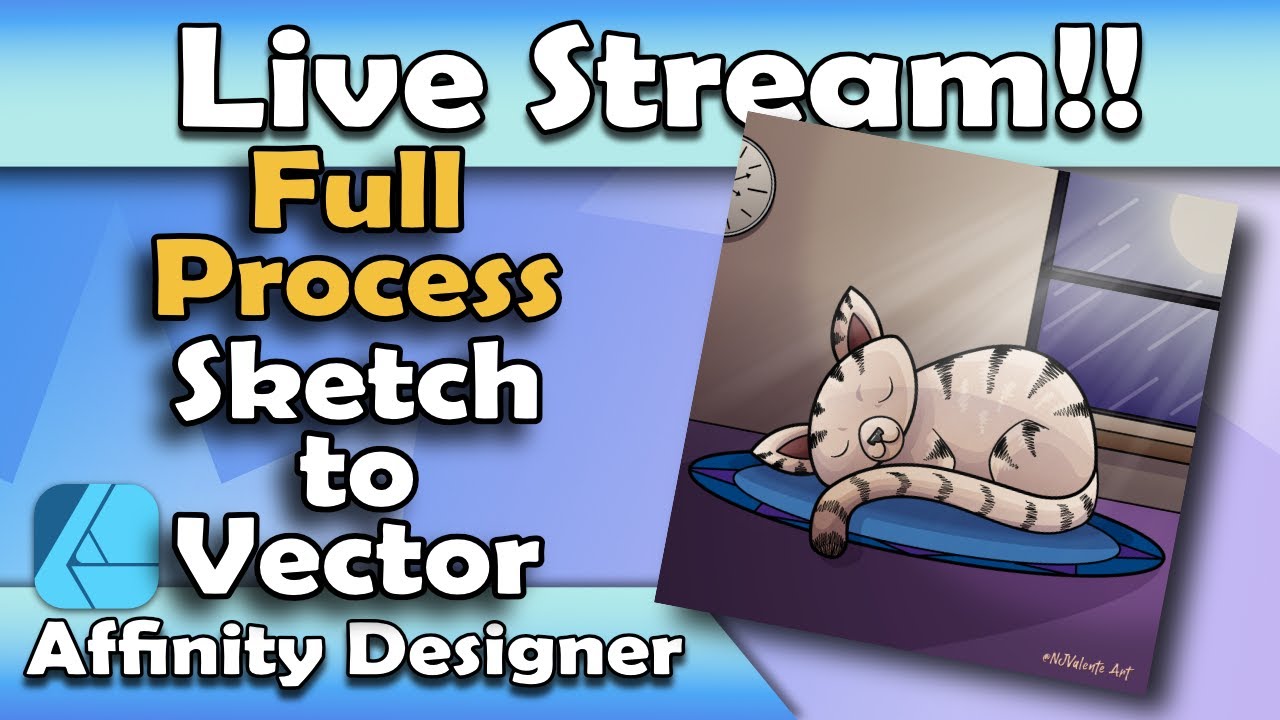 Step by Step Sleeping Cat Vector Art in Affinity Designer Full Art Process 11-4-24 Stream