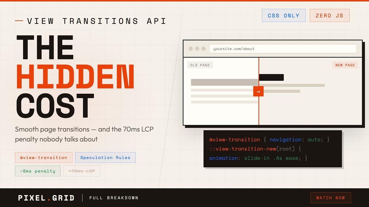 CSS Page Transitions That Don't Kill Your LCP Score - View Transitions API Masterclass