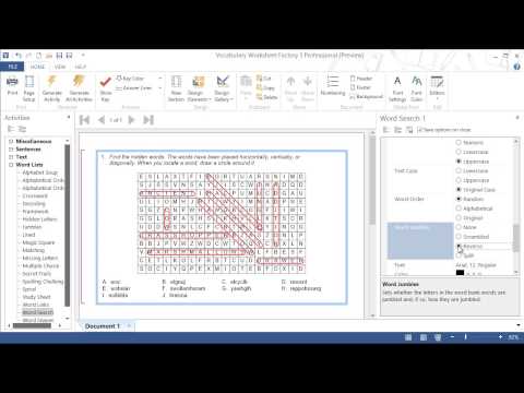 Vocabulary Worksheet Factory 5: Creating a Word Search