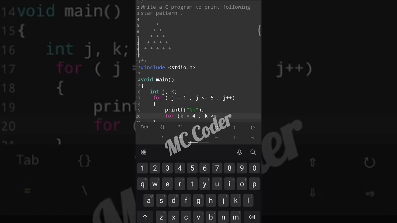 How to print pyramid star pattern in C | C Program | for loop in c | #pyramidstarpattern  #cprograms