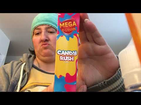 Mega E-liquids - Candy Rush (high vg) 0nic (more sour then sweet pineapple candy) - very tart!