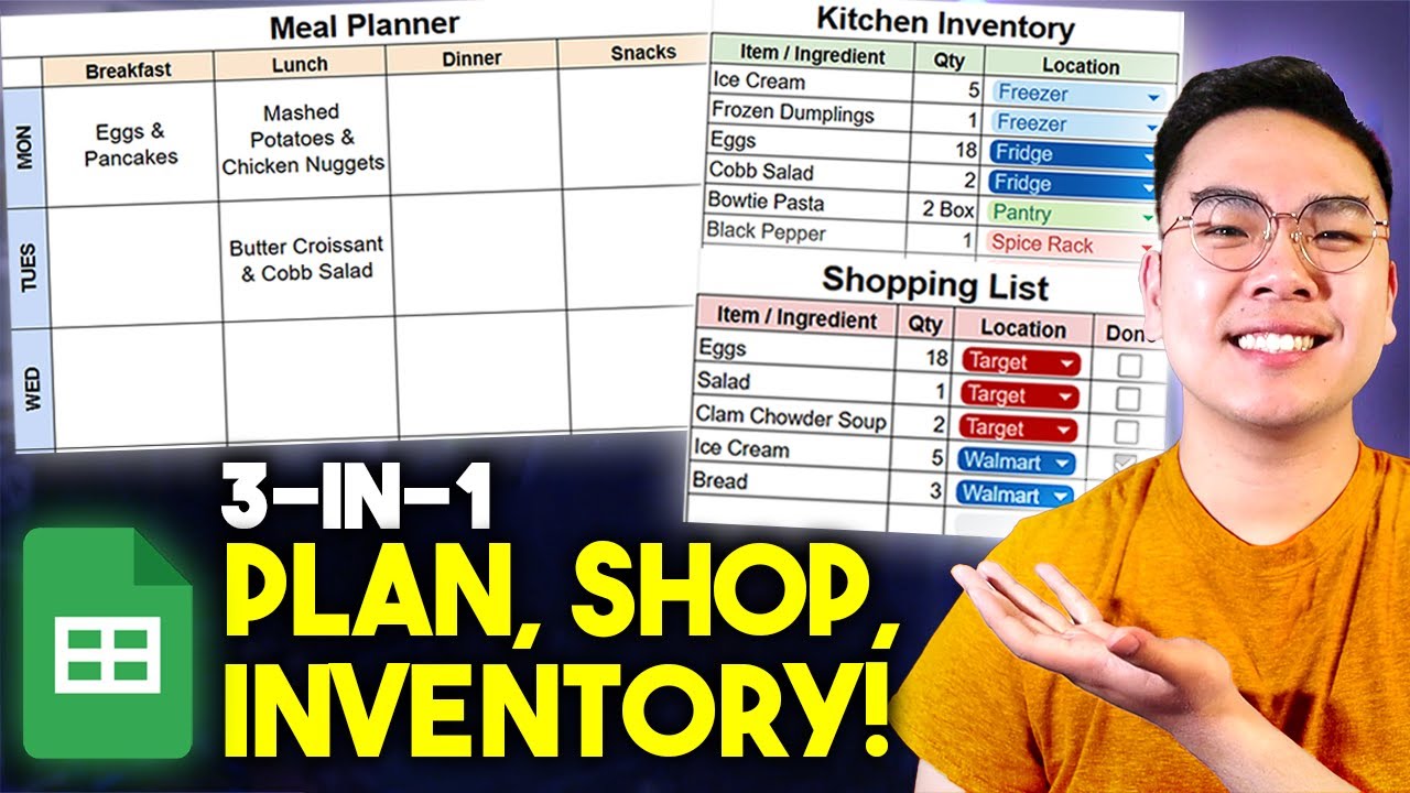 How to Make a MEAL PLANNER & SHOPPING LIST in Google Sheets *TUTORIAL*