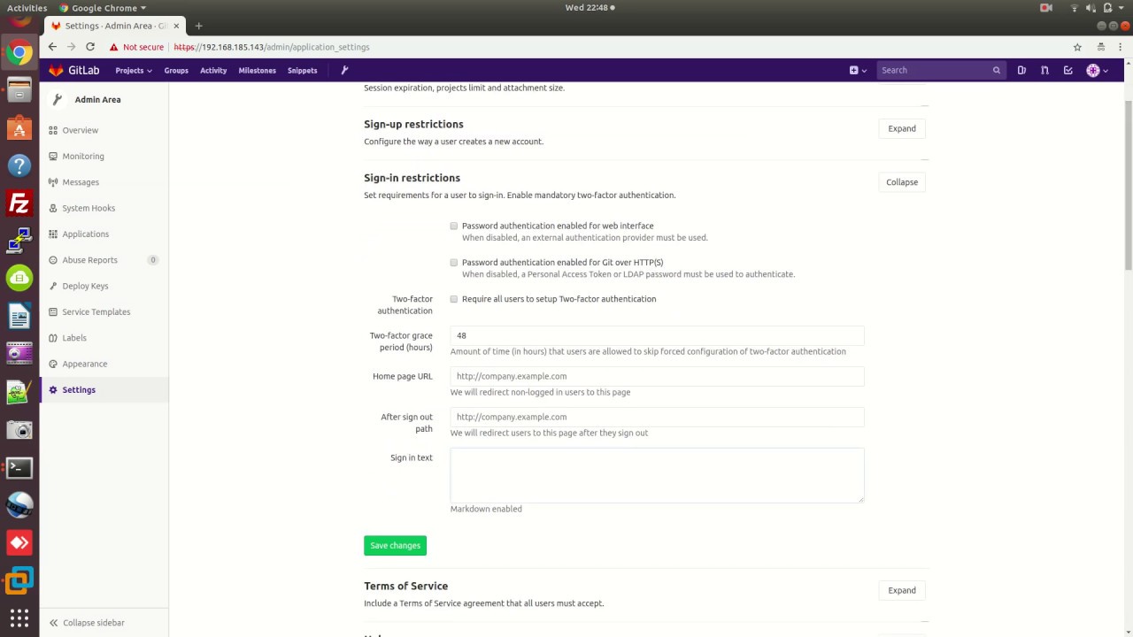 How To disable sign in on gitlab server