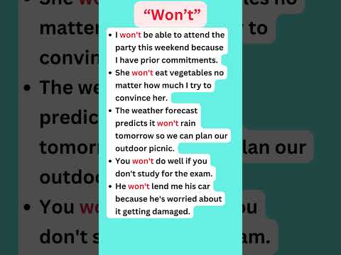 How to Use “Won’t” | Daily Use English Sentences #spokenenglish