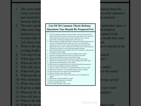 List of 20 Thesis Defense Questions