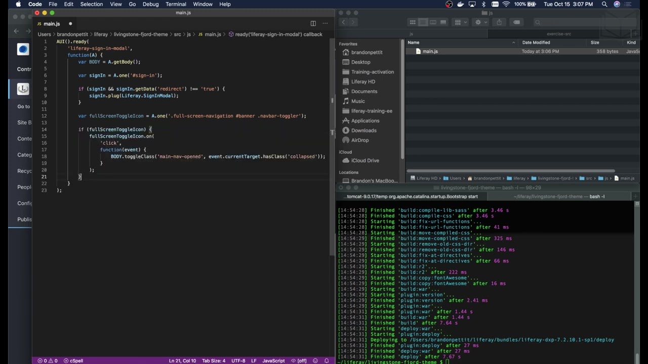 7.2 Front-End Dev Exercise Adding Custom JavaScript to a Theme