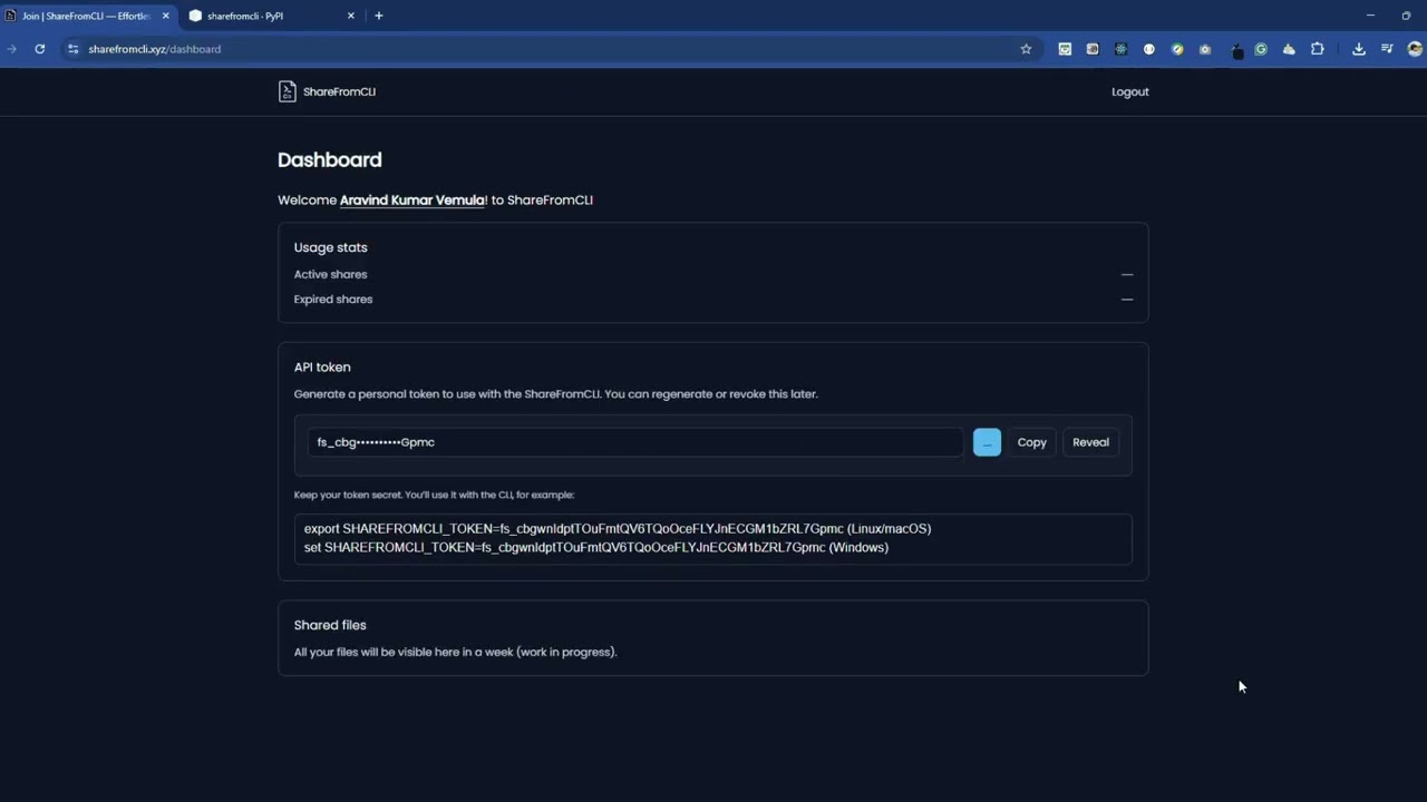 ShareFromCLI | Python-based CLI tool that lets developers share files
